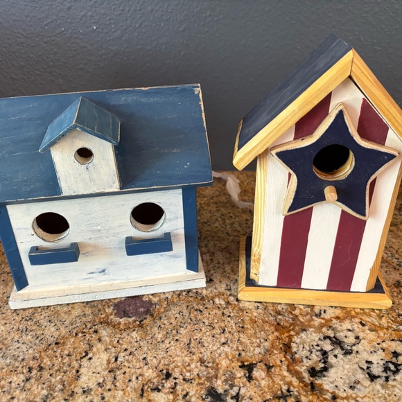 Accents | Americana Patriotic Nwt Vintage Wooden Birdhouse Set | Poshmark